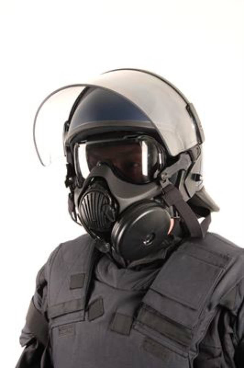 Riot control helm p100n wit logo politie - Openbare orde - Vandeputte ...