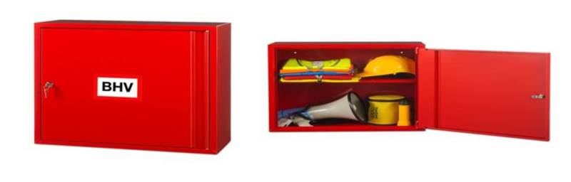 Kleine rode pbm kast + onderstel - Inrichting lokaal - Vandeputte ...